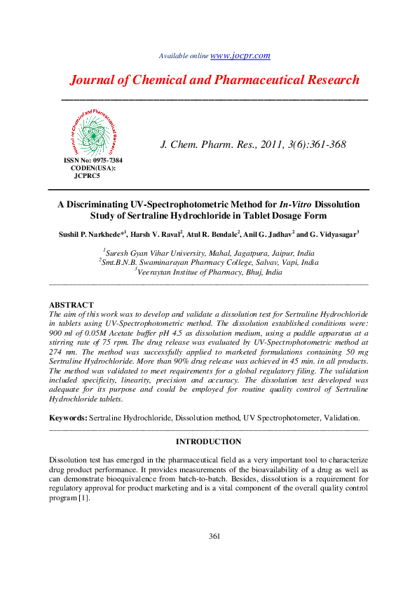 (PDF) A Discriminating UV-Spectrophotometric Method for In-Vitro ...
