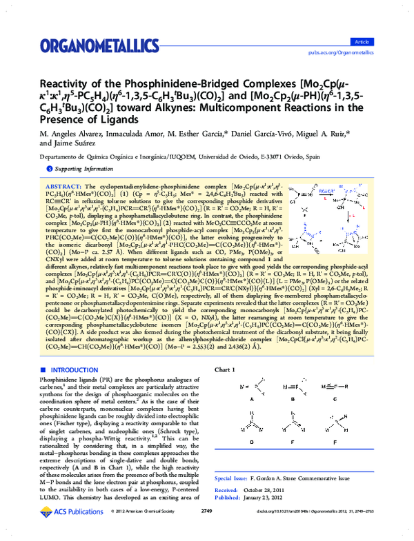 (PDF) Reactivity of the Phosphinidene-Bridged Complexes [Mo2Cp(μ-κ1:κ1 ...
