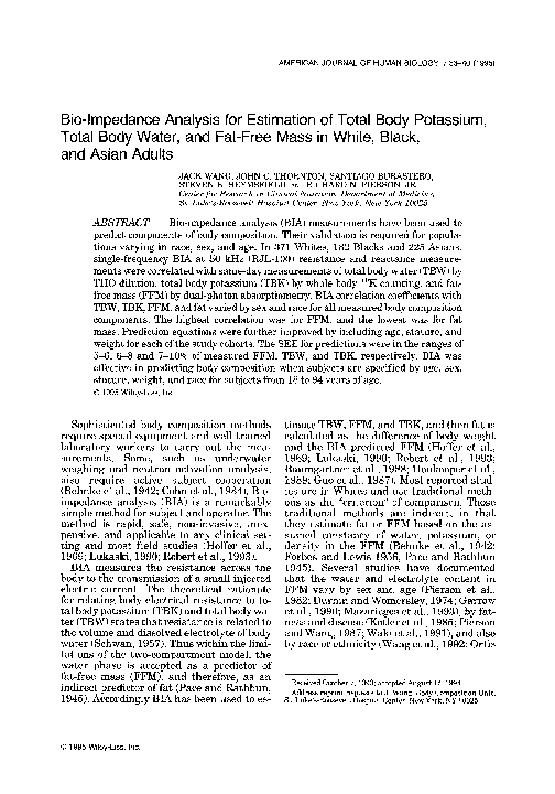 (PDF) Bio-impedance analysis for estimation of total body potassium ...