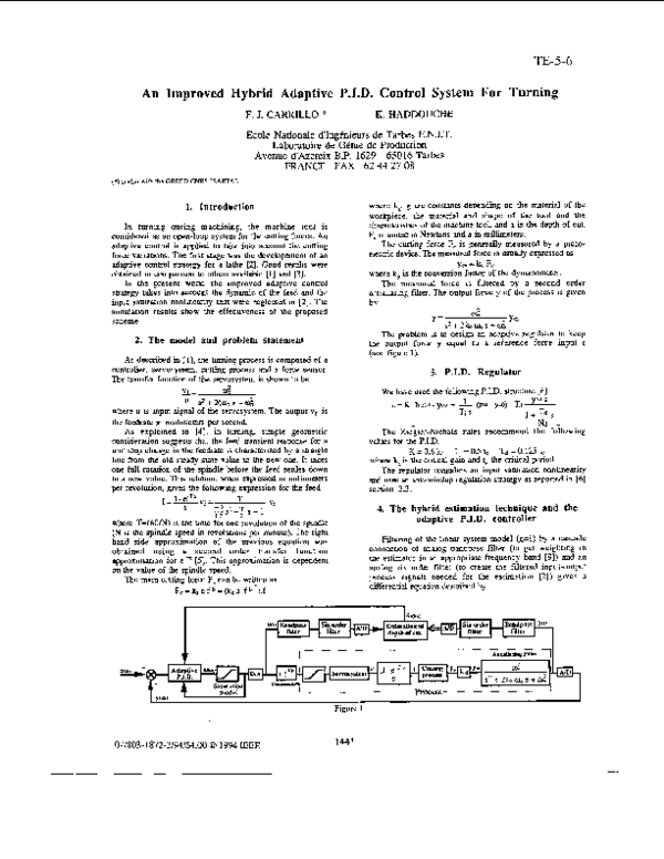 (PDF) An improved hybrid adaptive PID control system for turning