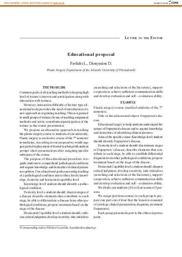 (PDF) Educational proposal