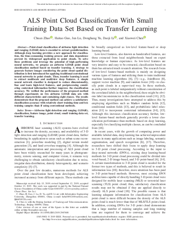 (PDF) ALS Point Cloud Classification With Small Training Data Set Based on Transfer Learning