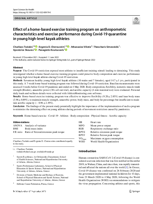 Pdf Effect Of A Home Based Exercise Training Program On Anthropometric Characteristics And