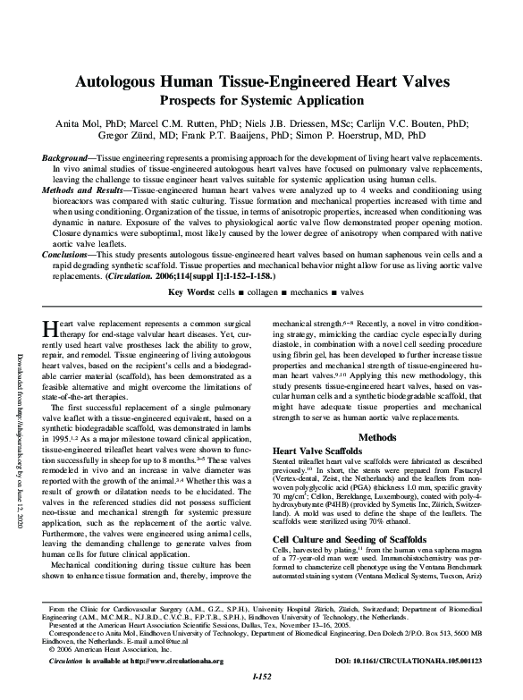 (PDF) Autologous Human Tissue-Engineered Heart Valves