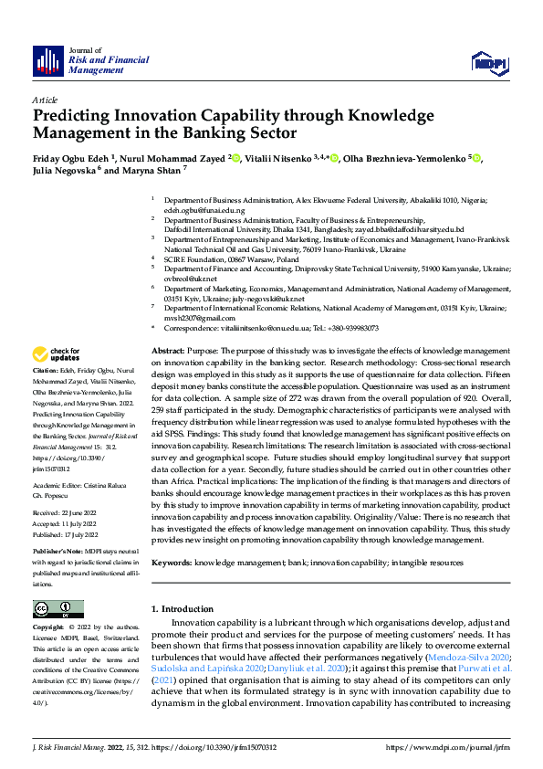 (PDF) Predicting Innovation Capability through Knowledge Management in the Banking Sector