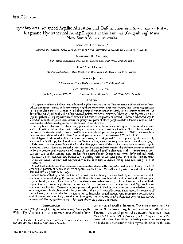 (PDF) Synchronous advanced argillic alteration and deformation in a ...