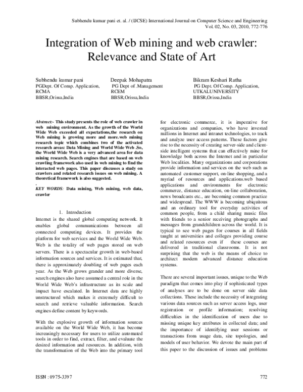 (PDF) Integration of Web mining and web crawler: Relevance and State of ...