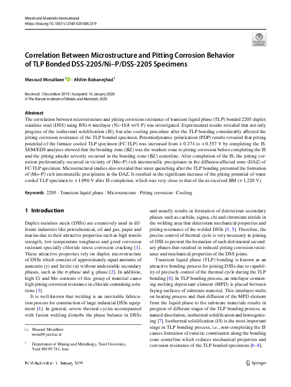(PDF) Correlation Between Microstructure and Pitting Corrosion Behavior of TLP Bonded DSS-2205 ...