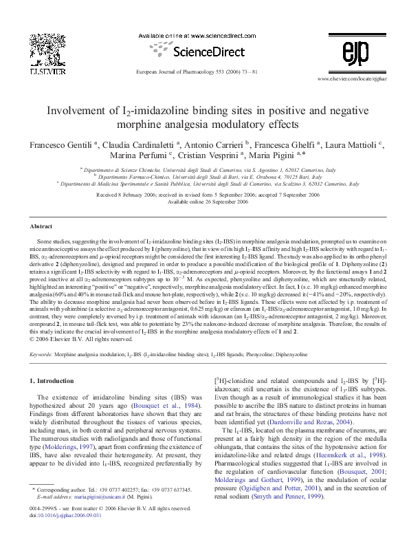 (PDF) Involvement of I2-imidazoline binding sites in positive and ...