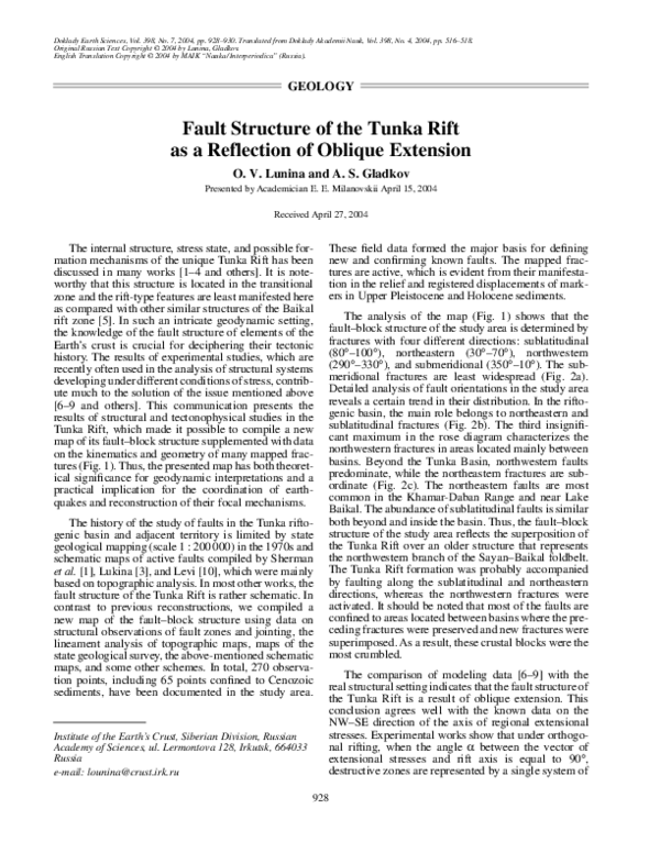 (PDF) Fault structure of the Runka rift as a reflection of oblique ...