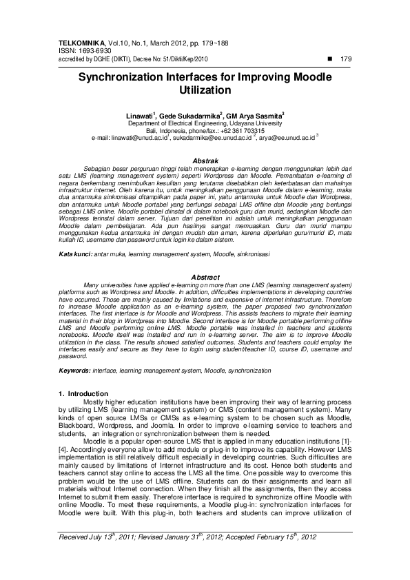 (PDF) Synchronization Interfaces for Improving Moodle Utilization