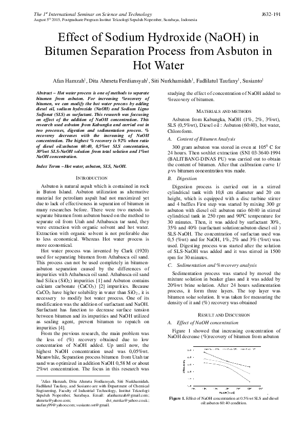 (PDF) Effect of Sodium Hydroxide (NaOH) in Bitumen Separation Process ...