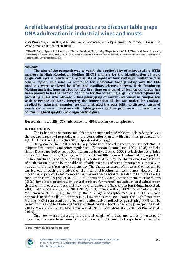 (PDF) A reliable analytical procedure to discover table grape DNA ...