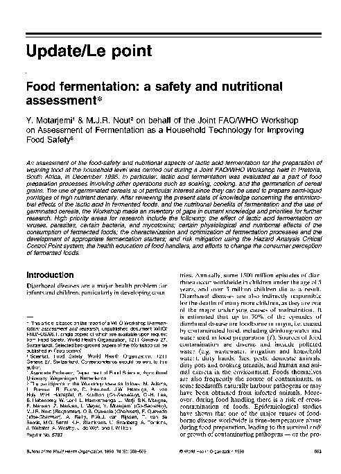 (PDF) Food fermentation: a safety and nutritional assessment. Joint FAO ...