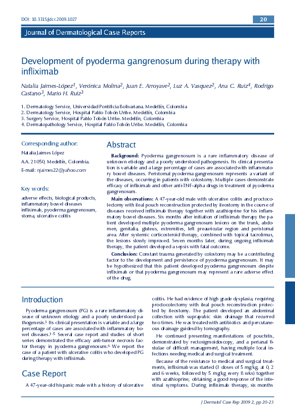 (PDF) Peri-ileostomy pyoderma gangrenosum. Case report | Carlos Santacruz - Academia.edu