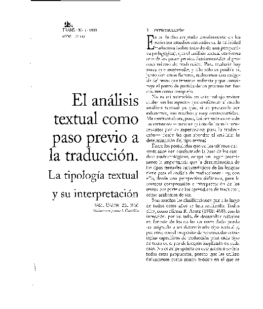 (PDF) El análisis textual como paso previo a la traducción. La ...