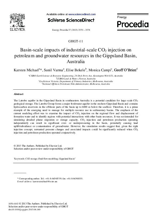 (PDF) Basin-scale Impacts of Industrial-scale CO2 Injection on Petroleum and Groundwater ...