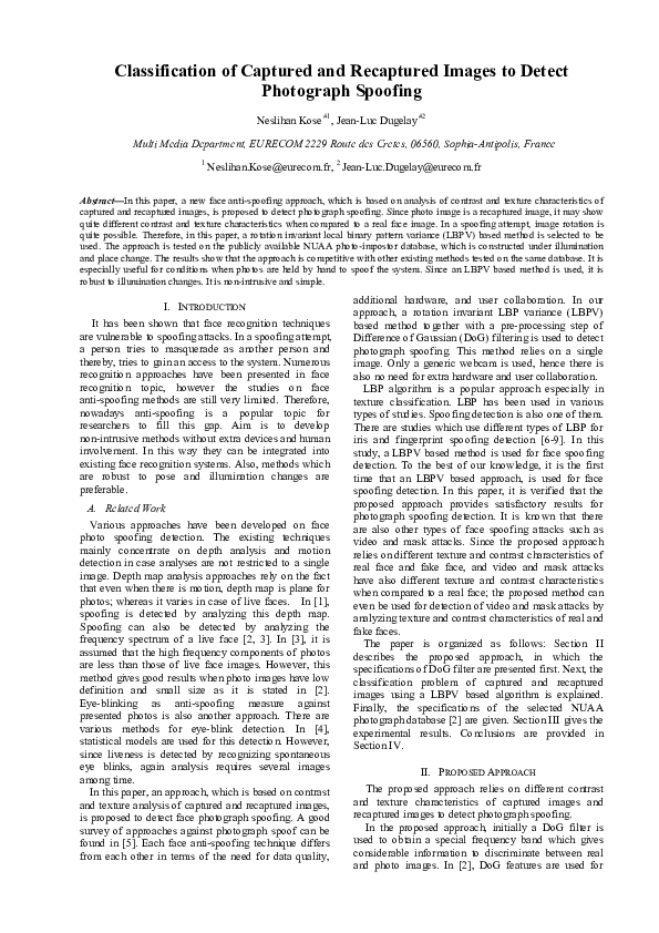 (PDF) Classification of captured and recaptured images to detect ...