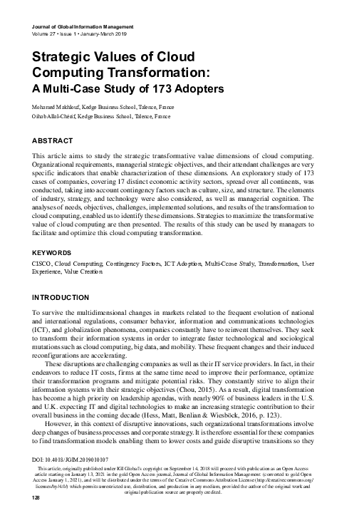 (PDF) Strategic Values of Cloud Computing Transformation
