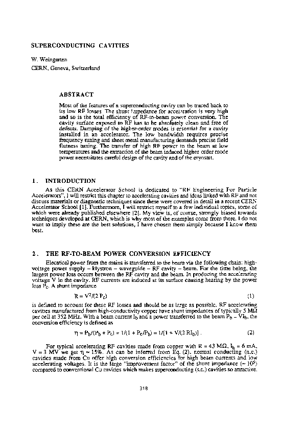 Pdf Superconducting Cavities