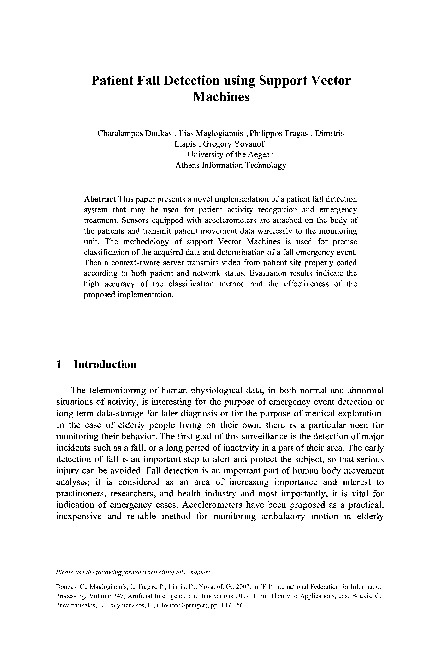 (PDF) Patient Fall Detection using Support Vector Machines