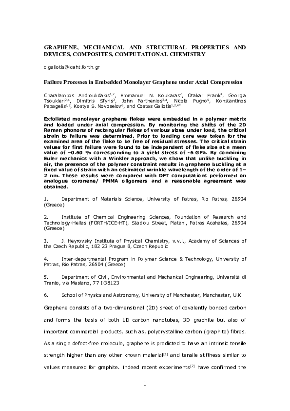 (PDF) Axial compression measurements and failure processes in monolayer graphene sheets embedded ...