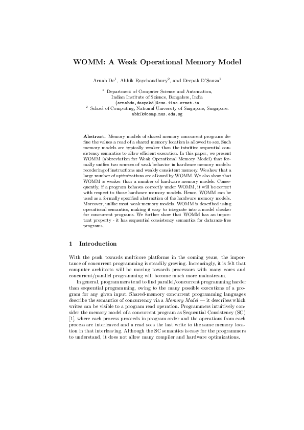 (PDF) WOMM: A Weak Operational Memory Model