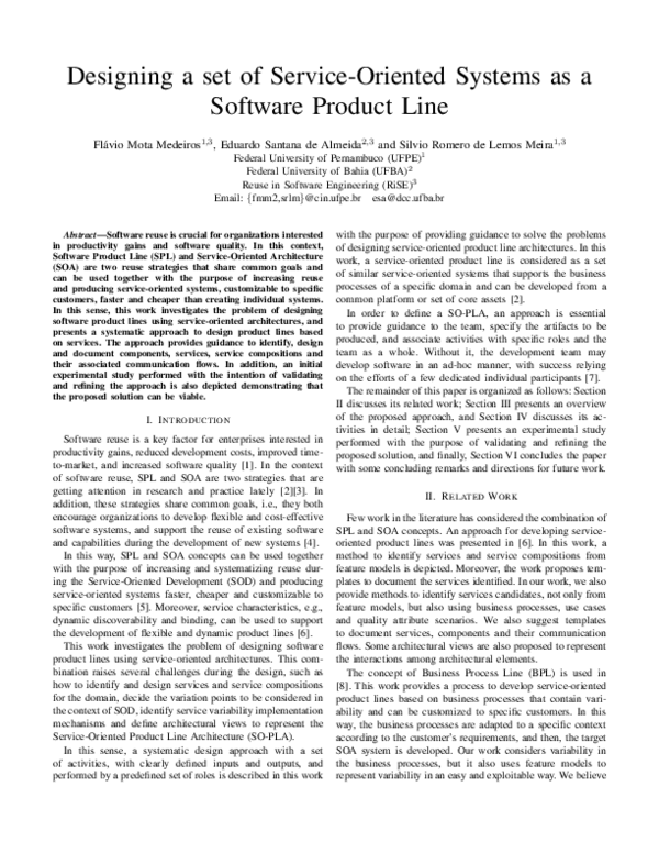 (PDF) Designing a Set of Service-Oriented Systems as a Software Product ...