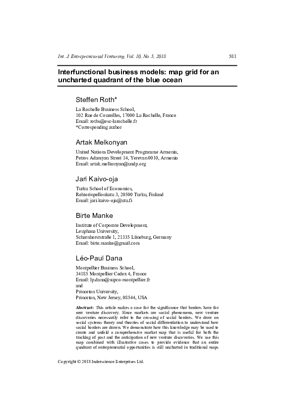 (PDF) Interfunctional business models. Map grid for an uncharted ...