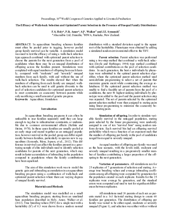 (PDF) The Efficacy of Walk-back Selection and Optimized Parent ...