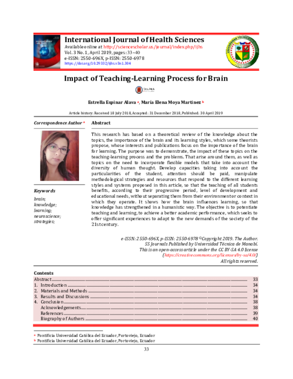 Impact of teaching-learning process for brain