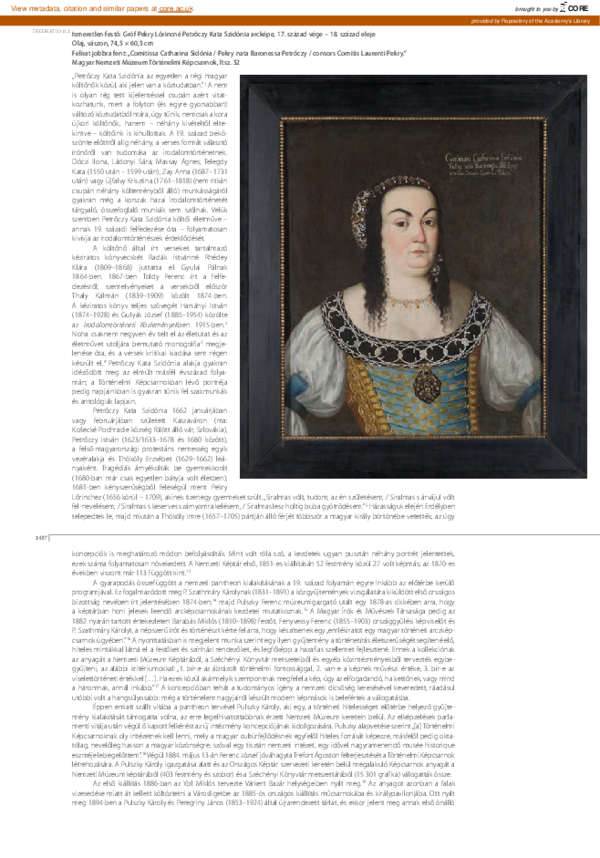 (PDF) Decoratio 11.2: Ismeretlen festő: Gróf Pekry Lőrincné Petrőczy ...