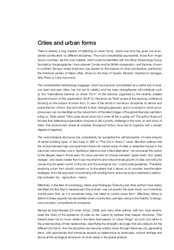 (PDF) Ciudades y formas urbanas | Cities and Urban Forms