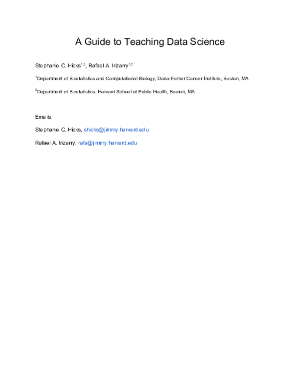 (PDF) A Guide to Teaching Data Science
