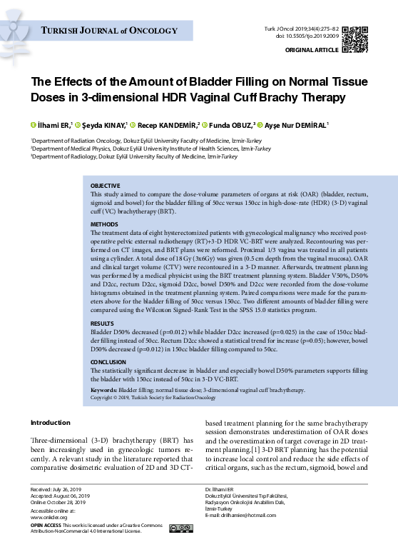 (PDF) The Effects of the Amount of Bladder Filling on Normal Tissue ...