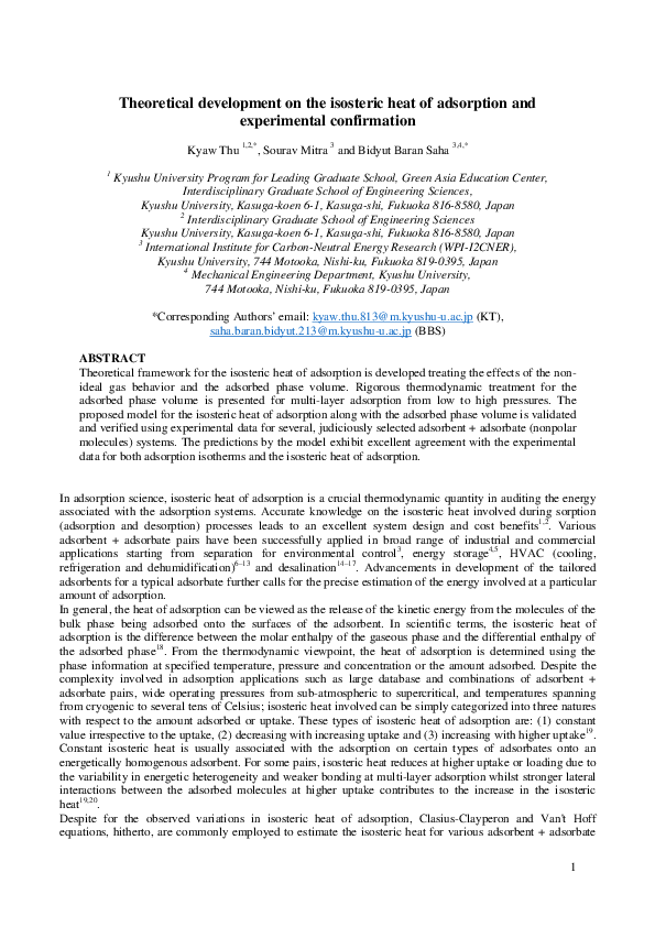 (PDF) Theoretical development on the isosteric heat of adsorption and ...