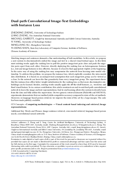 (PDF) Dual-path Convolutional Image-Text Embeddings with Instance Loss