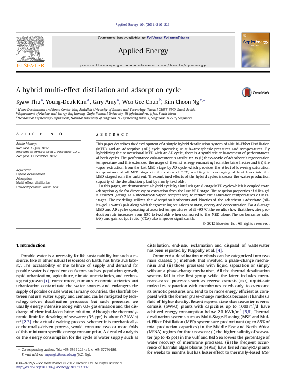 (PDF) A hybrid multi-effect distillation and adsorption cycle