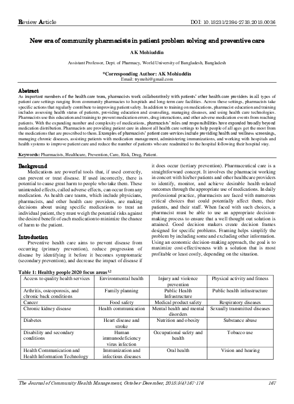 (PDF) New era of community pharmacists in patient problem solving and ...