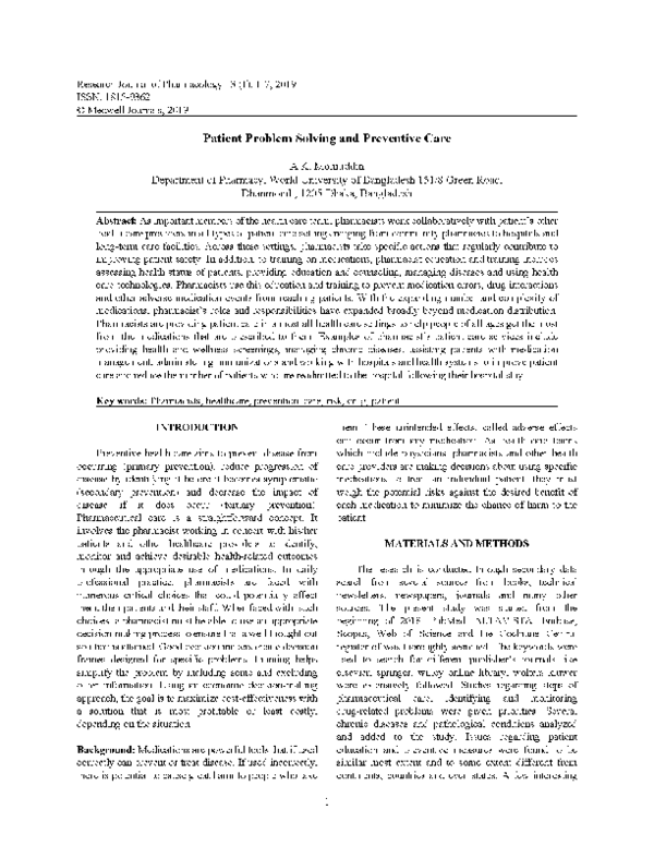 (PDF) Patient Problem Solving and Preventive Care