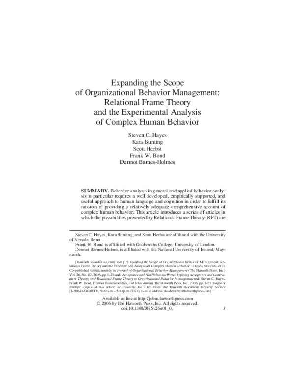 (PDF) Expanding the Scope of Organizational Behavior Management