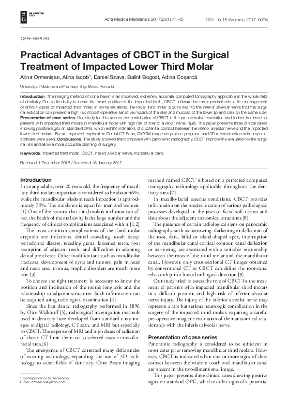 (PDF) Case Report. Practical Advantages of CBCT in the Surgical ...