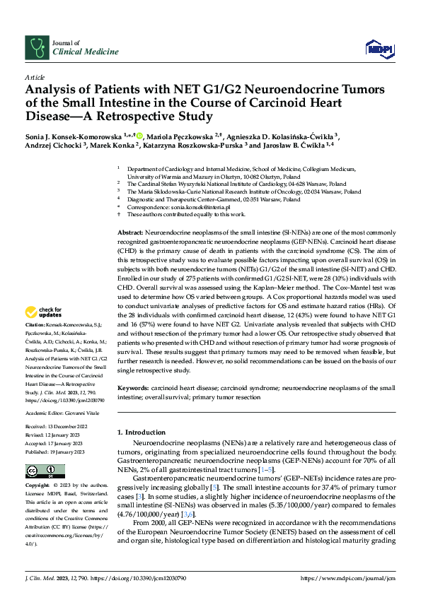 (PDF) Analysis of Patients with NET G1/G2 Neuroendocrine Tumors of the ...