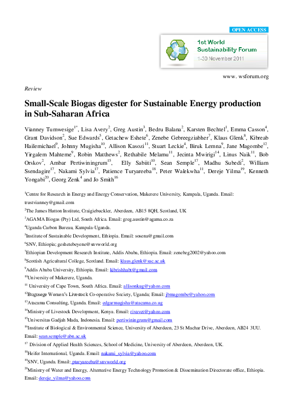(PDF) Small-Scale Biogas Digester for Sustainable Energy Production in ...