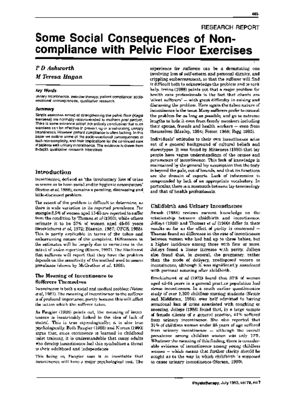 (PDF) Some Social Consequences of Non-compliance with Pelvic Floor ...