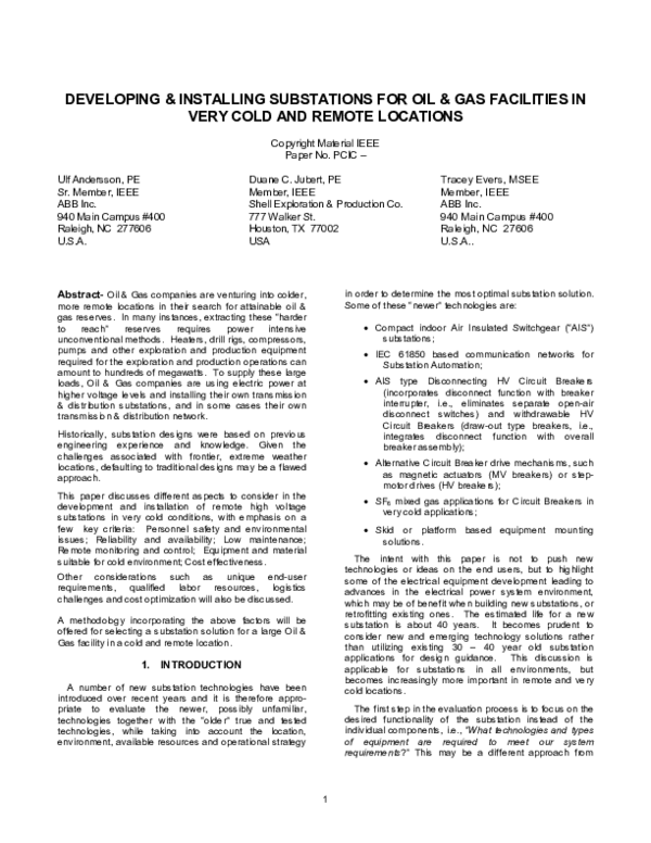 (PDF) Developing & installing substations for Oil & Gas facilities in ...