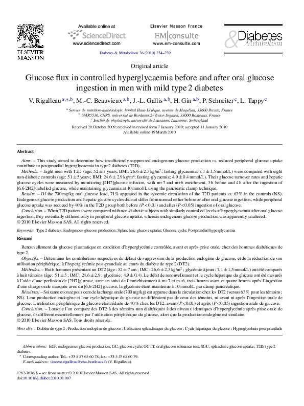 (PDF) Glucose flux in controlled hyperglycaemia before and after oral ...
