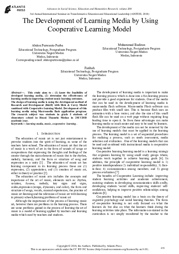 (PDF) The Development of Learning Media by Using Cooperative Learning Model