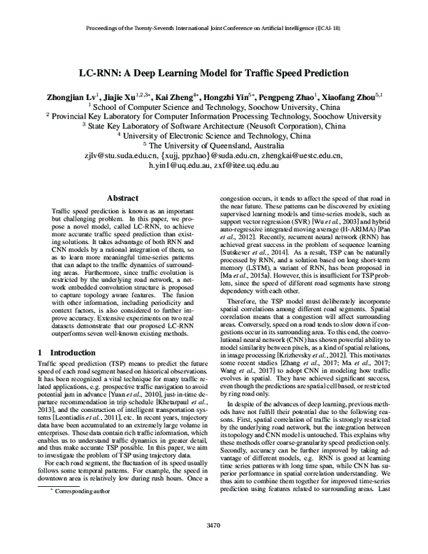 (PDF) LC-RNN: A Deep Learning Model for Traffic Speed Prediction