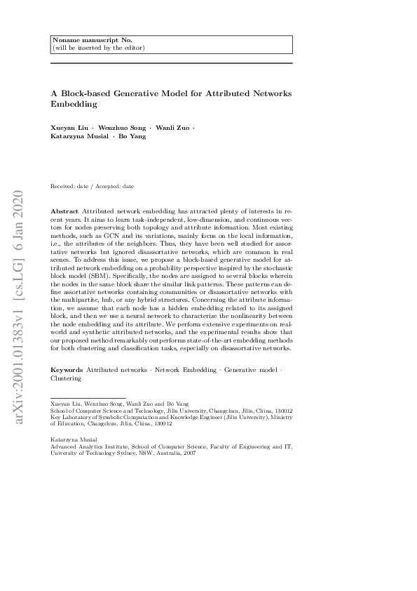 A block-based generative model for attributed network embedding